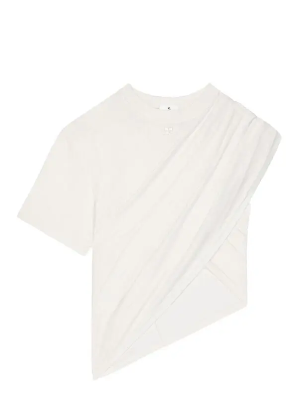 COURREGES Cotton Asymmetrical T-shirt - Bianco
