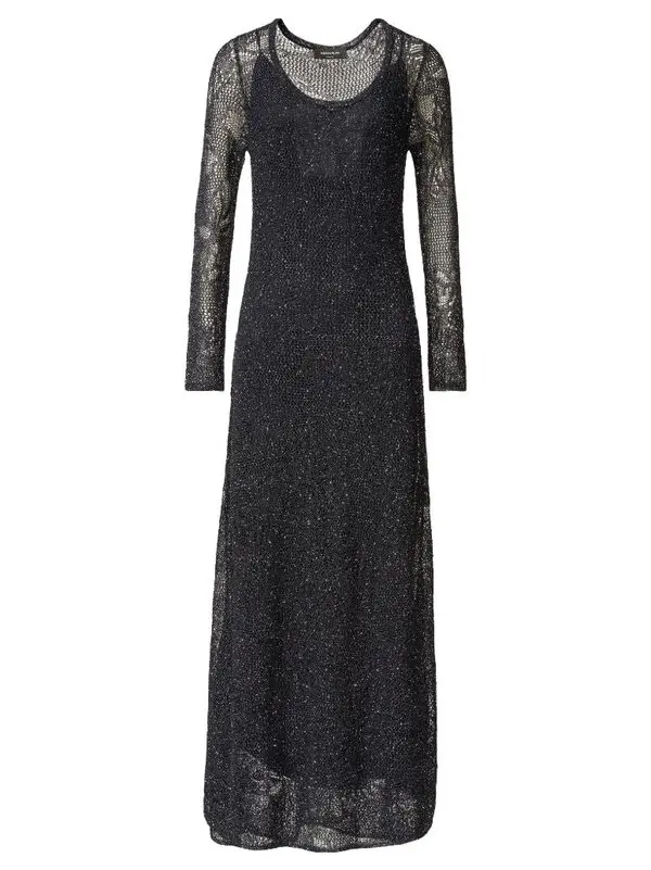 Fabiana Filippi Lace Long Sleeve Maxi Dress - Blu
