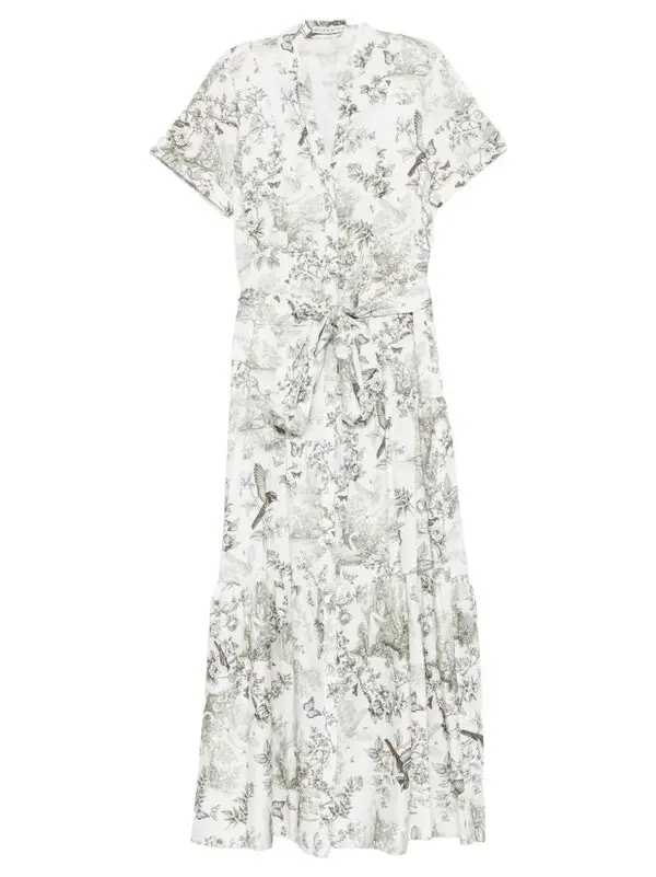 Alice + Olivia Printed Cotton Midi Dress - Bianco