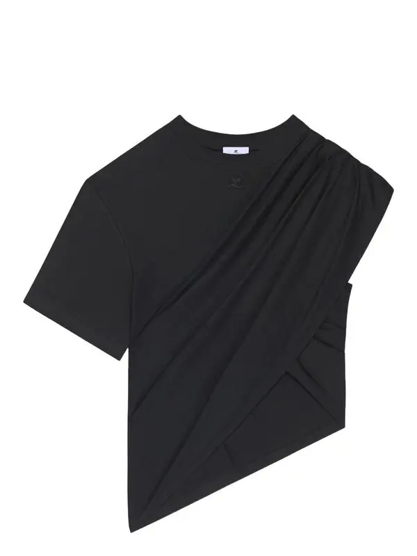 COURREGES Asymmetric Cotton T-shirt - Nero