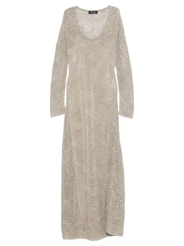 Fabiana Filippi Lace Long Sleeve Maxi Dress - Kaki