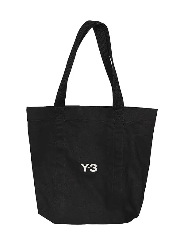 Y3 Logo Canvas Tote Bag - Black