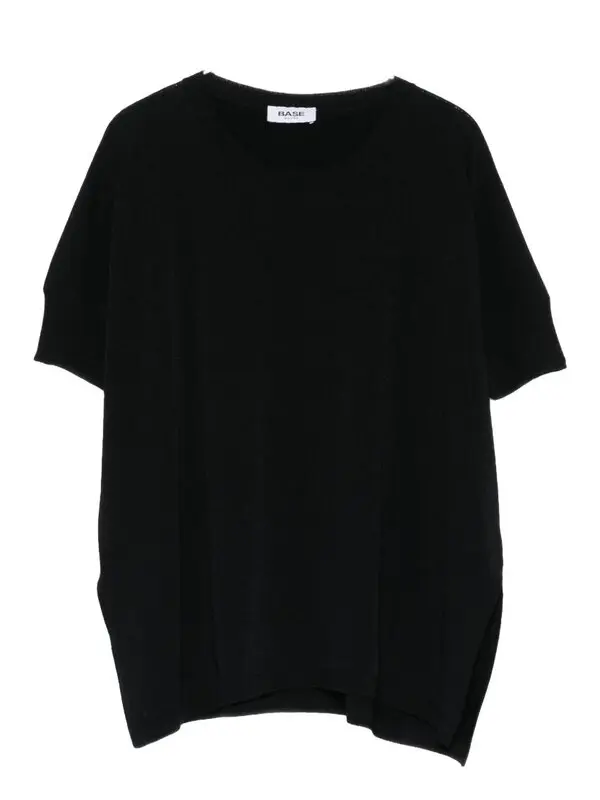 BASE Crewneck Sweater With Short Sleeves - Nero