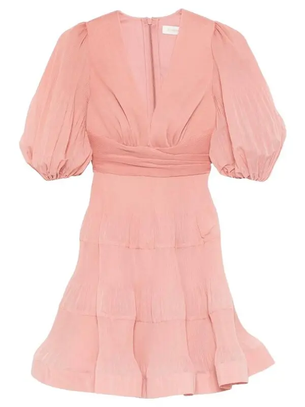 Zimmermann Pleated Mini Dress - Rosa