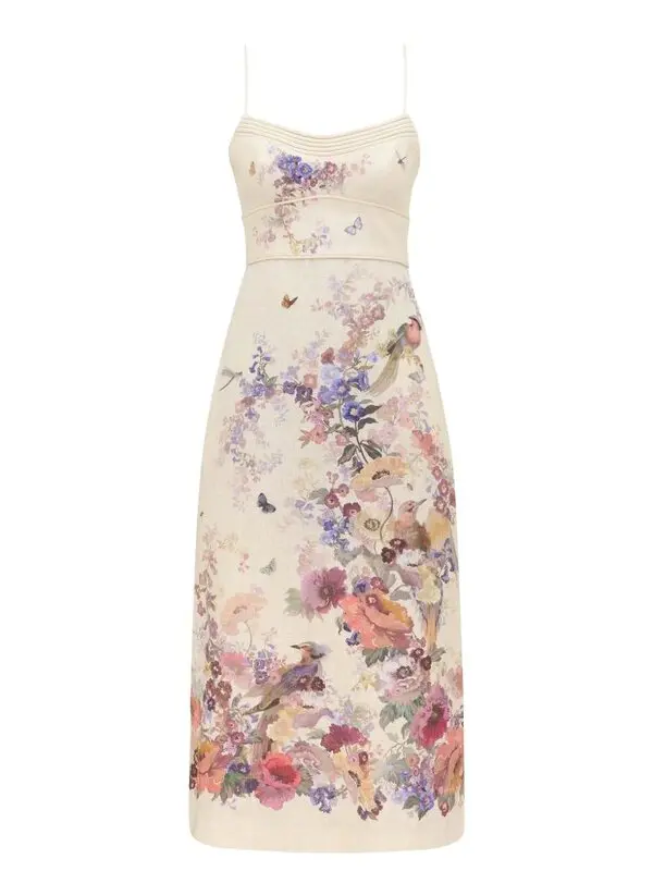 Zimmermann Luna Linen Long Dress - Crema