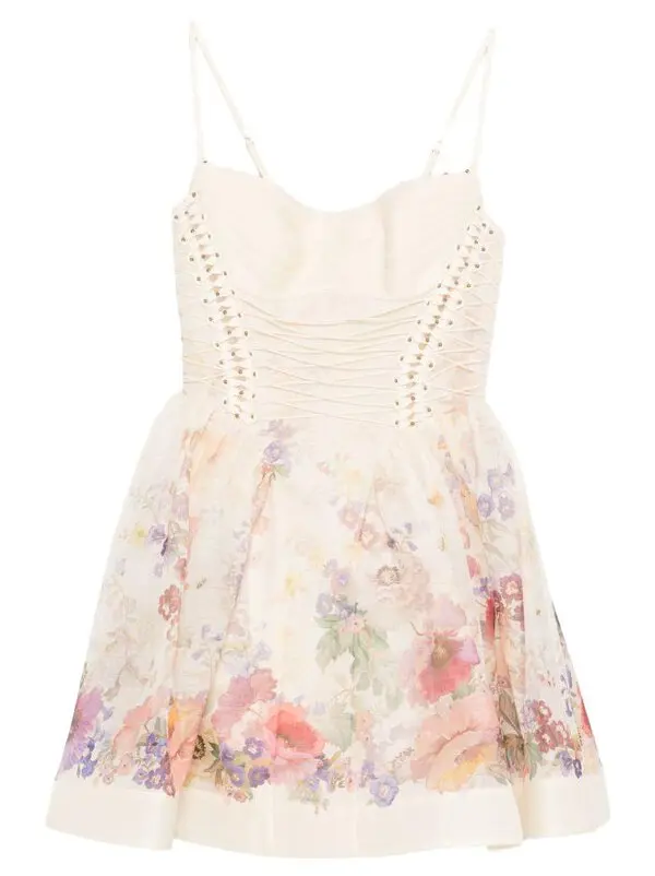 Zimmermann Alchemy Linen And Silk Mini Dress - Crema
