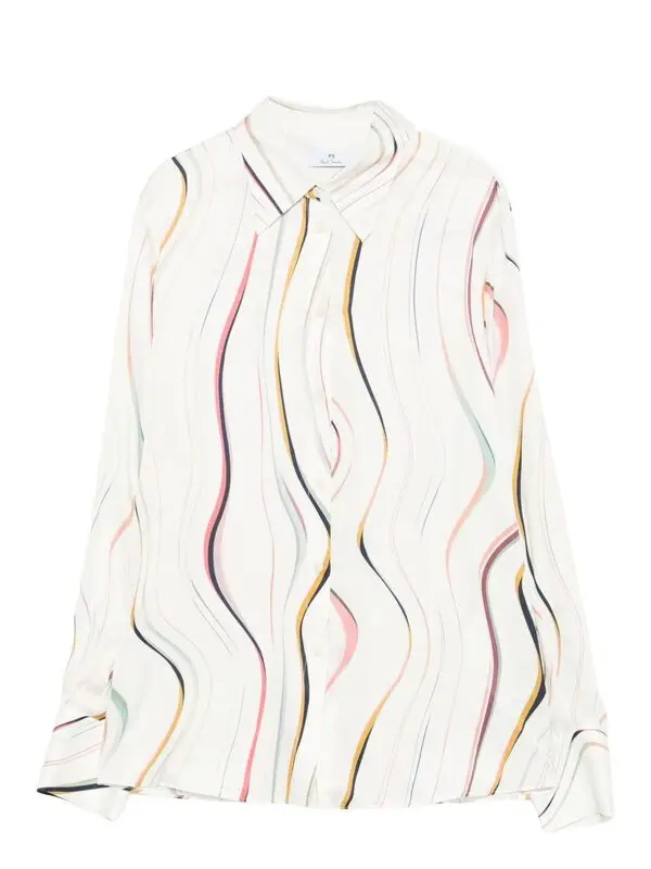 Paul Smith Swirl Print Long Sleeve Shirt - White
