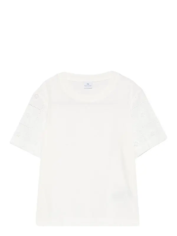 Paul Smith Cotton T-shirt With Embroidered Sleeves - White