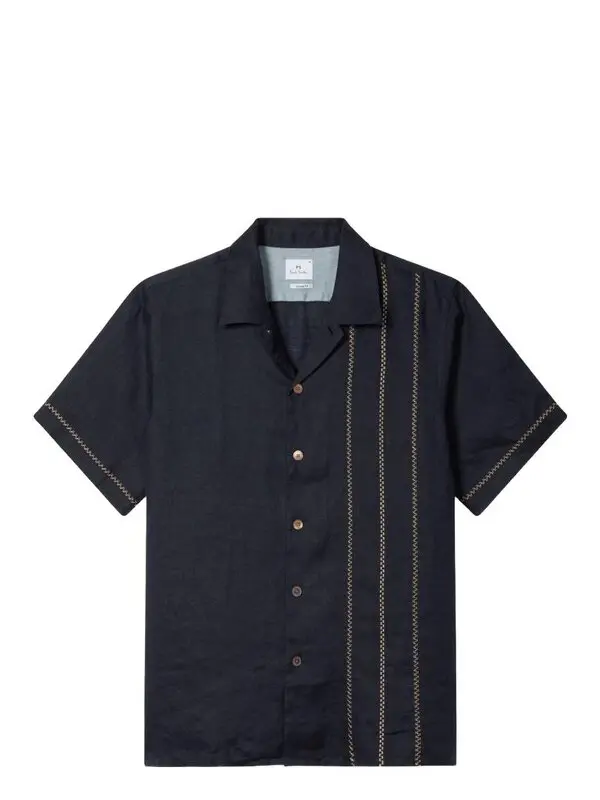 Paul Smith Linen Embroidered Shirt - Blu