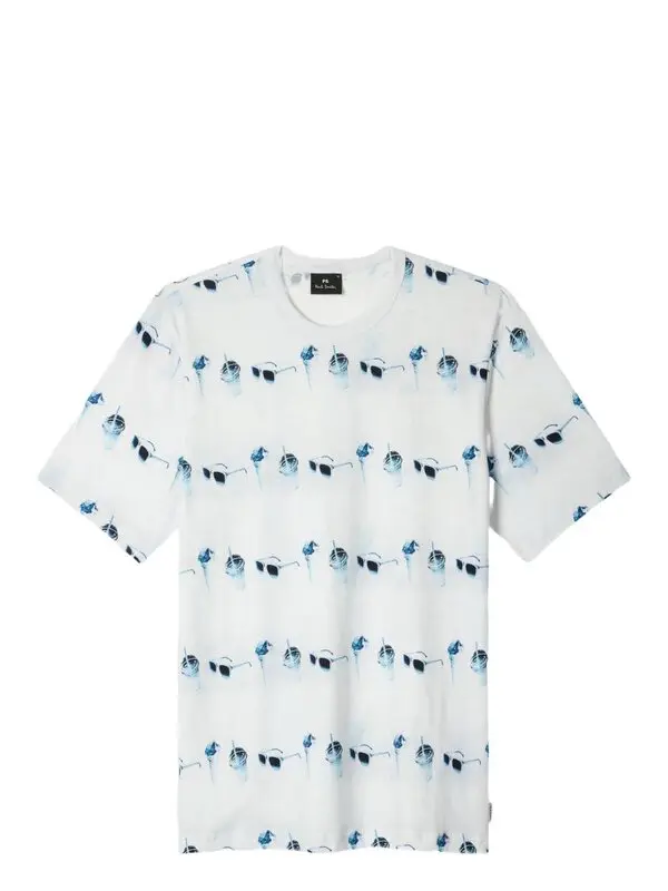 Paul Smith Printed Cotton T-shirt - Bianco