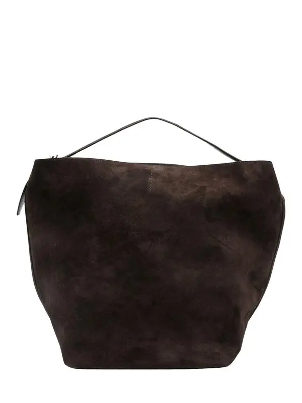 TOTEME Belted Suede Leather Tote - Marrone