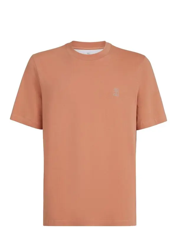 Brunello Cucinelli Cotton Logo T-shirt - Arancio