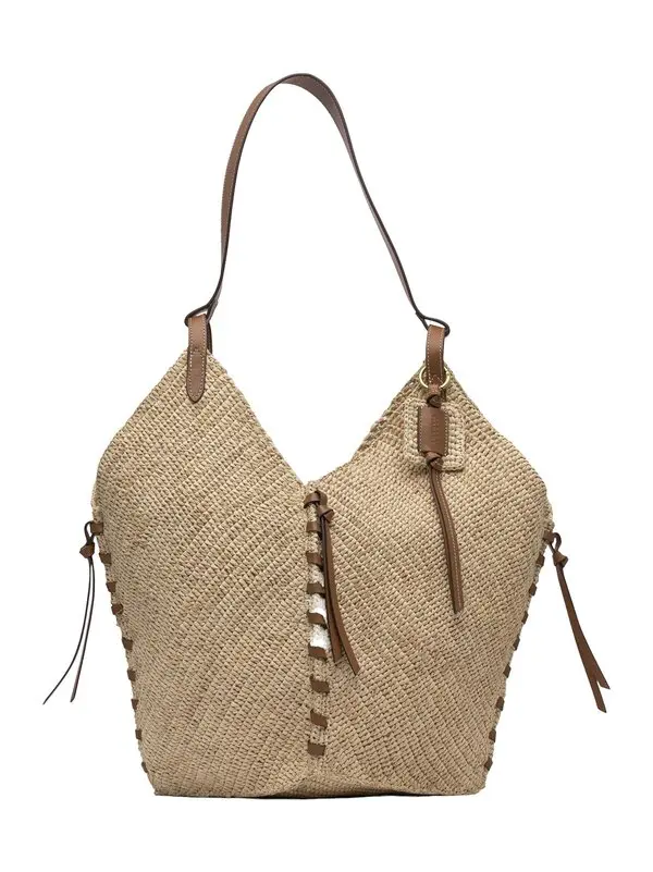 Isabel Marant Tampa' Large Woven Raffia Shoulder Bag - Beige