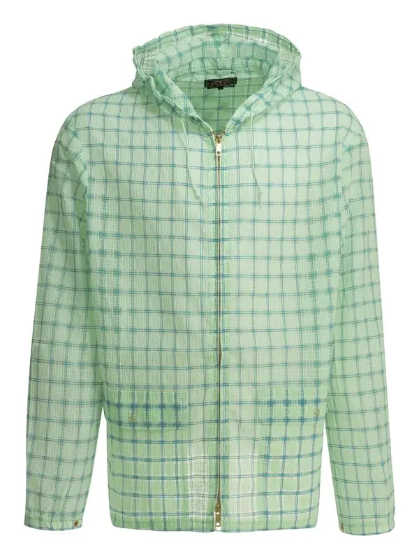 BEAMS Swing" Lightweight Plaid Jacket - Green