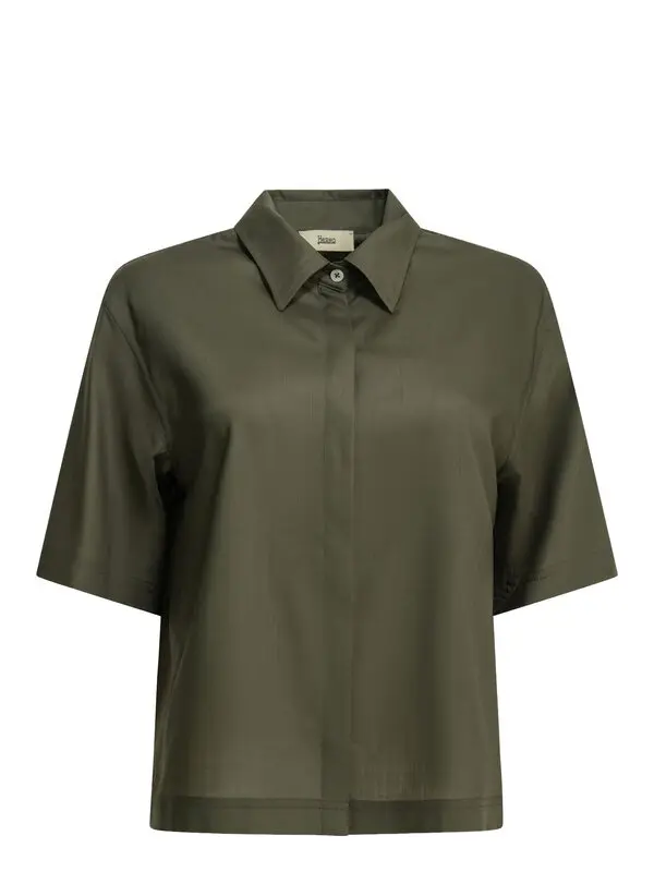 Herno Virgin Wool Short Sleeve Shirt - Green