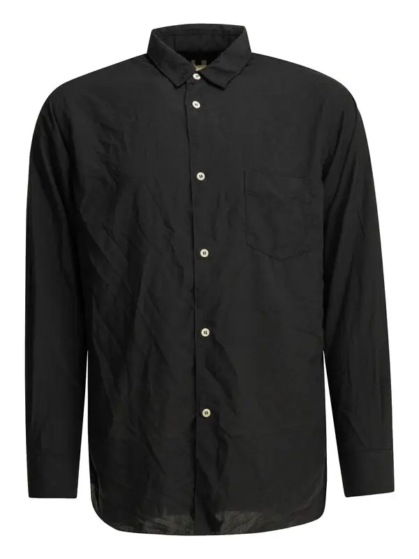 Comme Des Garçons Long Sleeve Ruched Polyester Shirt - Black
