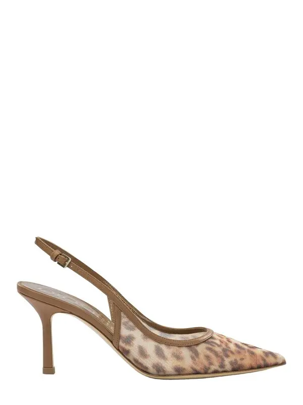 NINALILOU Heeled Shoes With Leopard Print Mesh - Brown