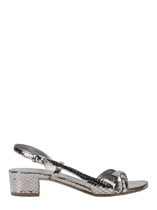 DEL CARLO Strappy Low Heel Sandals - Silver