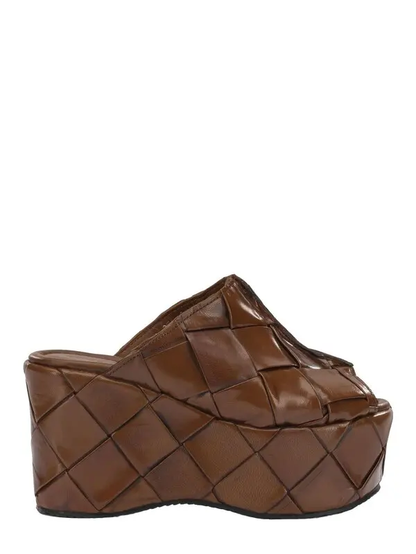 PONS QUINTANA Woven Leather Platform Sandals - Brown
