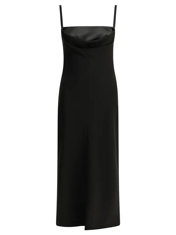 Max Mara Sheath Midi Dress With Draped Neckline - Black