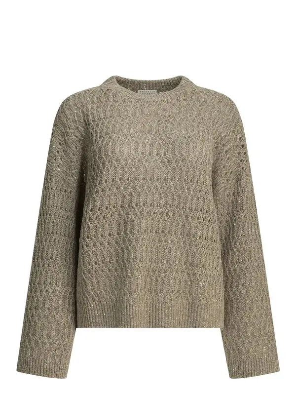 Brunello Cucinelli Sequined Crewneck Sweater - Beige