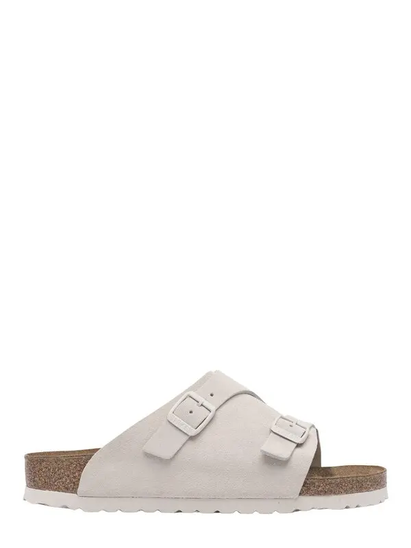 BIRKENSTOCK Zurich Suede Double Buckle Slides - White