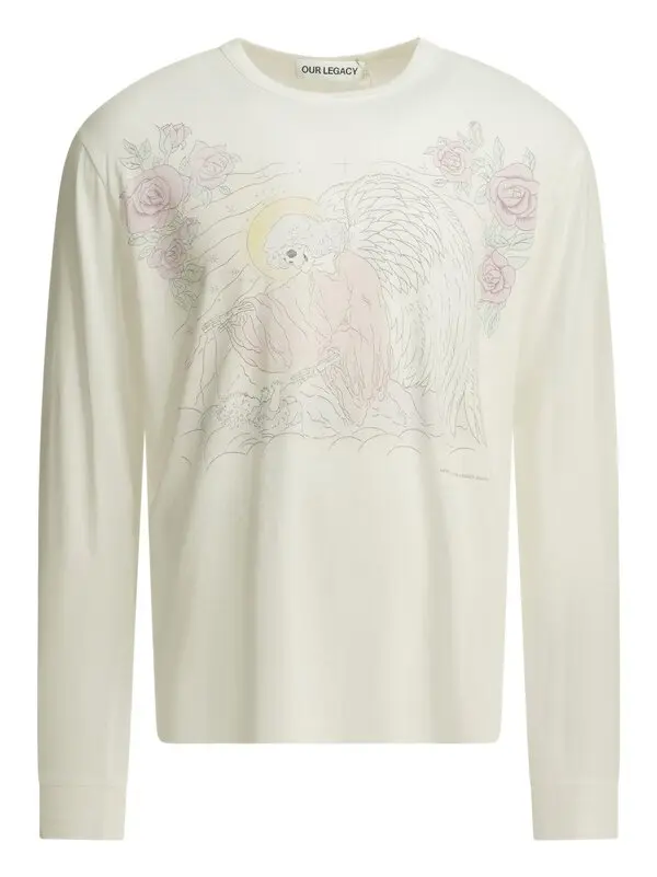 Our Legacy Cruise" Crewneck Long Sleeve T-shirt With Graphic Print - White