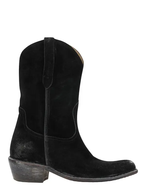 Moma Dallas Suede Cowboy Boots - Black