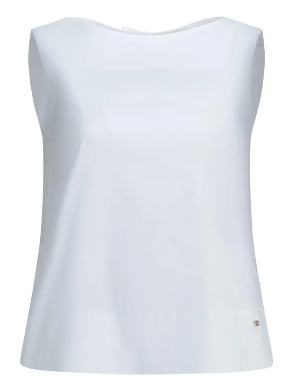 Herno Sleeveless Cotton Blend Blouse With Bow Detail - White
