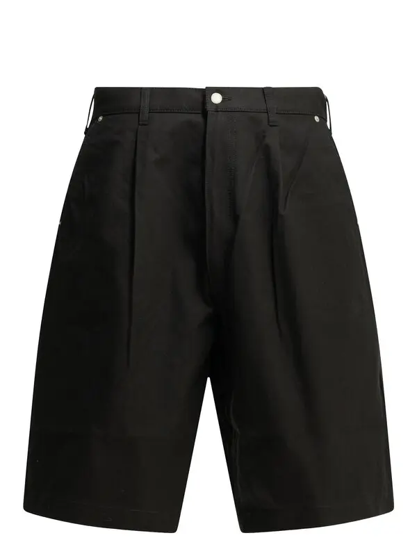 Comme Des Garçons Wide Leg Pleated Cotton Shorts - Black