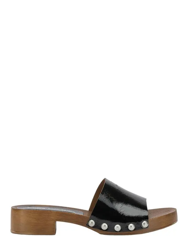 SUMMERY COPENHAGEN Cow Leather Sandals With Stud Detailing - Black