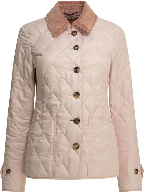 Burberry Quilted Jacket With Corduroy Collar - Pink