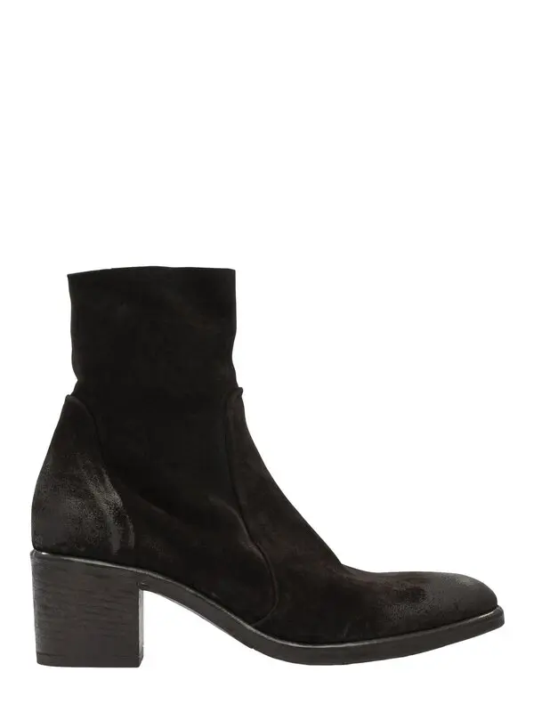 STRATEGIA Leather Ankle Boots With Block Heel - Brown