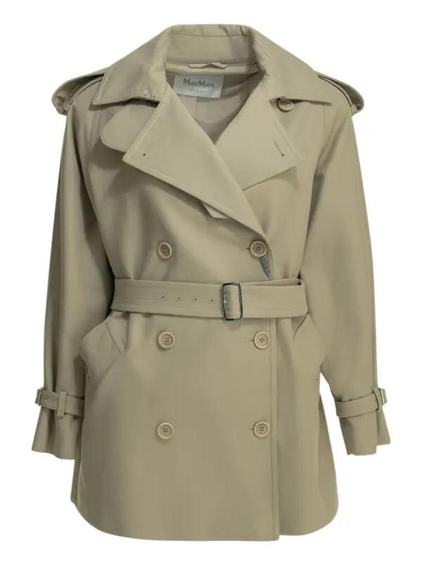Max Mara Double-breasted Cotton Belted Cape Jacket - Beige