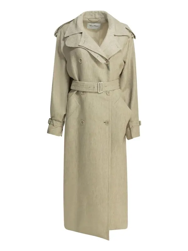 Max Mara Lightweight Pure Linen Belted Double-breasted Jacket - Beige