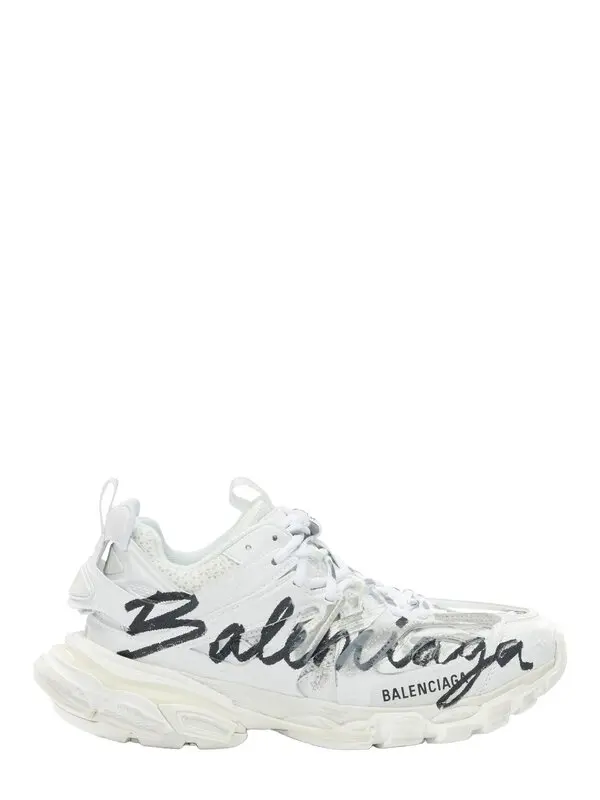 Balenciaga Track Signature Low Top Sneakers - White