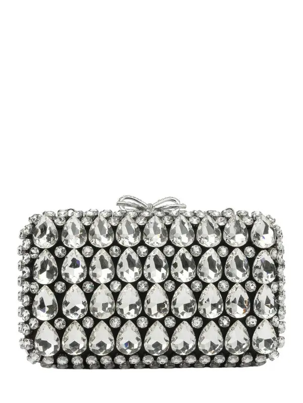 SELF-PORTRAIT Crystal Embellished Satin Clutch - Black