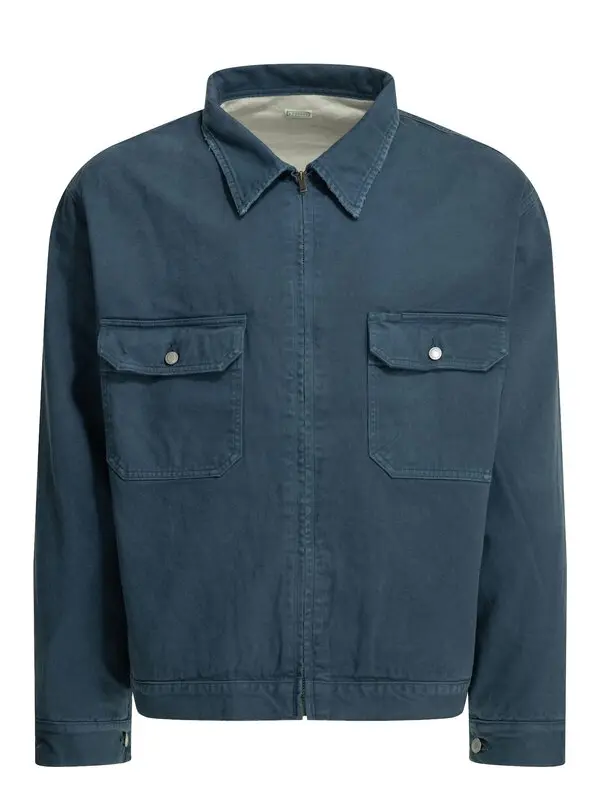 A.PRESSE Lightweight Cotton Shirt Jacket - Blue