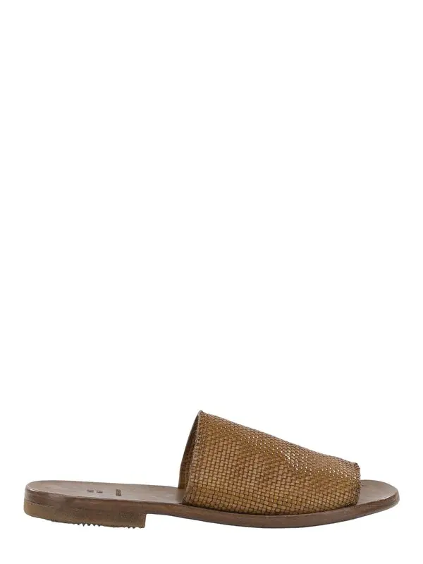 Moma Woven Nappa Leather Slides - Brown