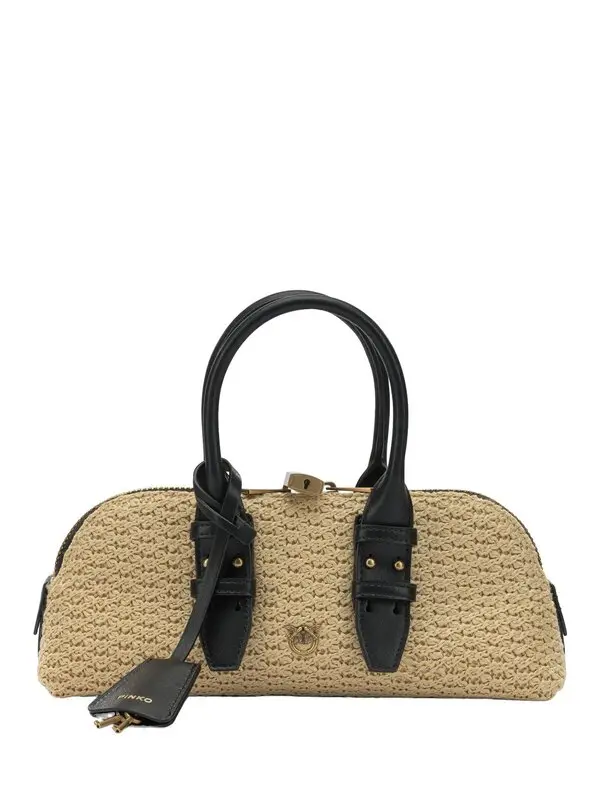 Pinko Woven Top Handle Bag - Beige