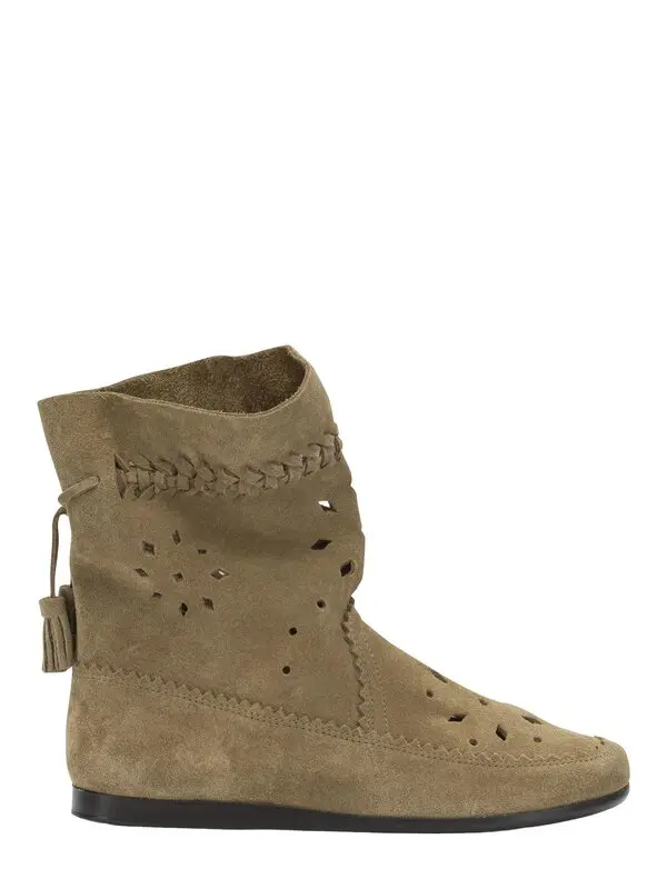 Isabel Marant Woosta' Perforated Suede Ankle Boots - Beige
