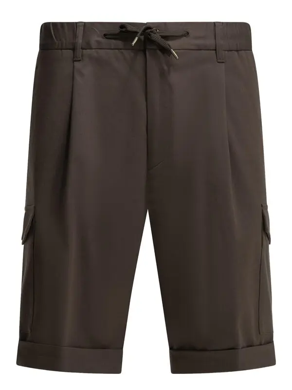 Herno Cotton Cargo Shorts With Drawstring Waist - Brown