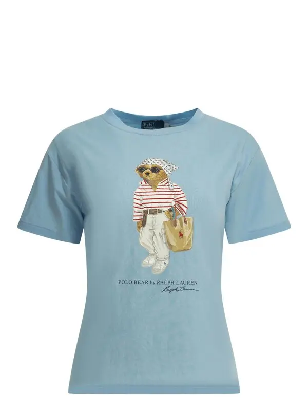 Polo Ralph Lauren Cotton T-shirt With Polo Bear Graphic - Light Blue