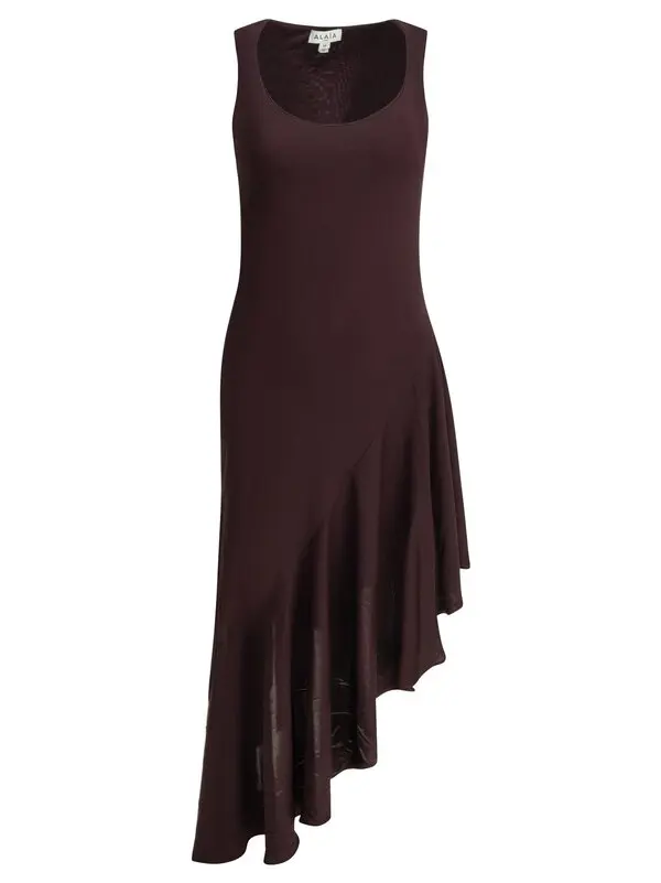 Alaïa Asymmetrical Midi Dress - Bordeaux
