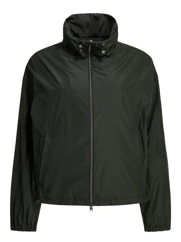 Herno Techno Taffeta Raincoat With Drawstring And Zip Closure - Black