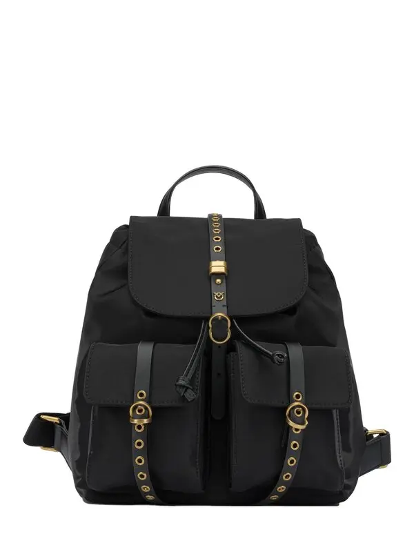 Pinko Backpack With Gold Tone Hardware - Black