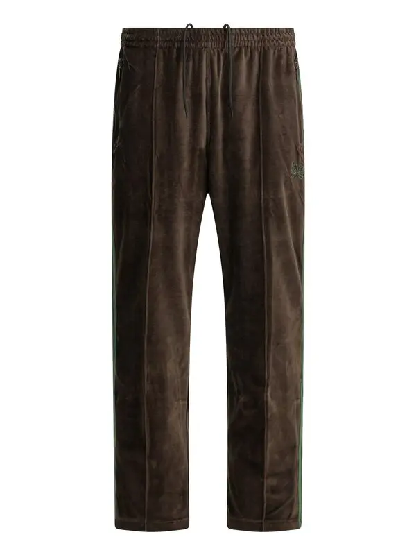 Needles Velour Track Pants With Embroidered Logo - Brown