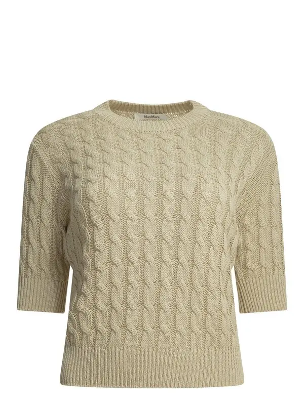 Max Mara Linen Cable Knit Sweater - Beige