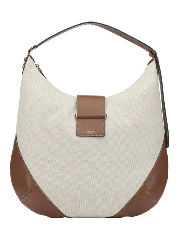 JIMMY CHOO Bar Hobo Large Shoulder Bag - Beige