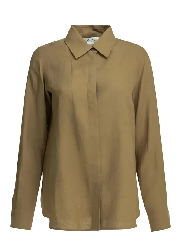 Max Mara Linen Shirt With Monogram Embroidery - Brown